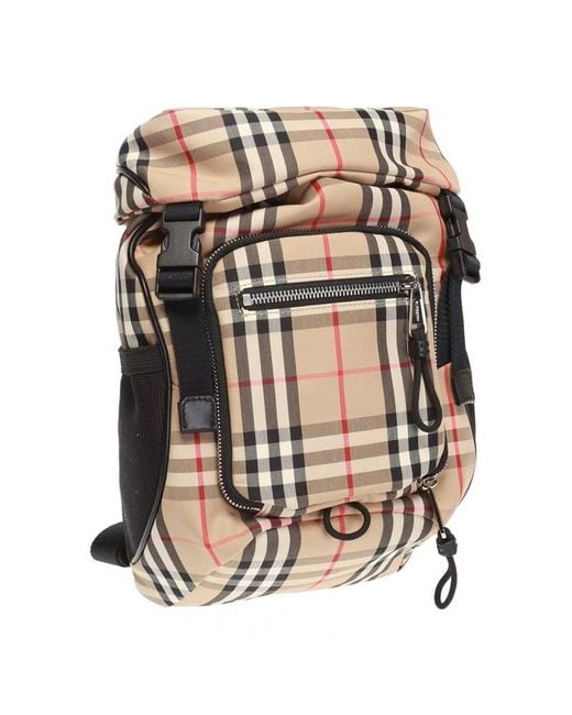 Burberry Checkered Logo Backpack for Men | Lyst