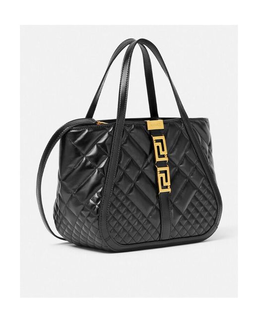 Versace Greca Goddess Quilted Top Handle Bag in Black | Lyst