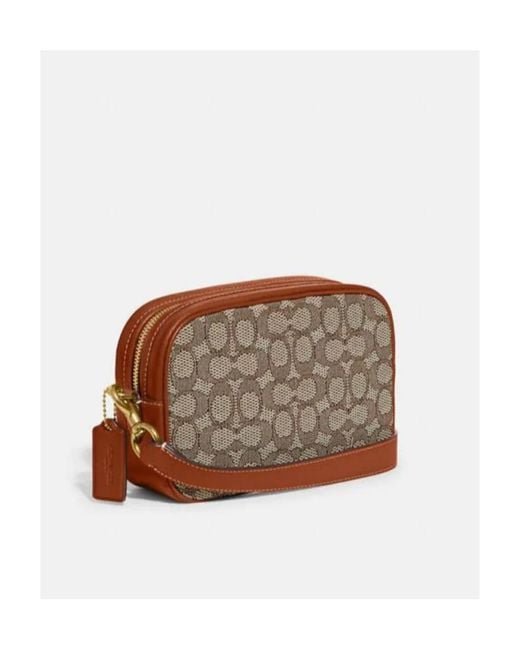 COACH Monogram-Jacquard Camera Bag in Brown | Lyst