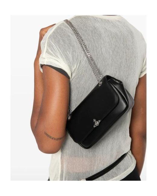 Vivienne Westwood Logo-Plaque Shoulder Bag in Black | Lyst UK