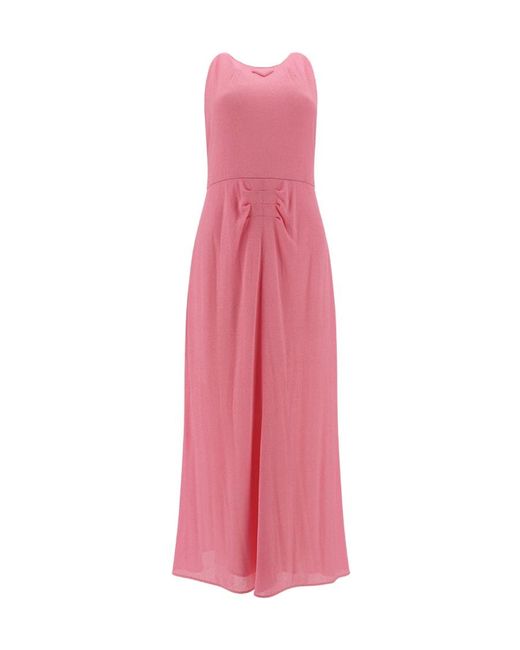 Prada Triangle Logo Maxi Dress in Pink | Lyst