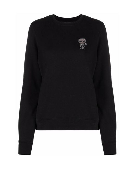 Karl Lagerfeld Logo Round Neck Sweater in Black | Lyst