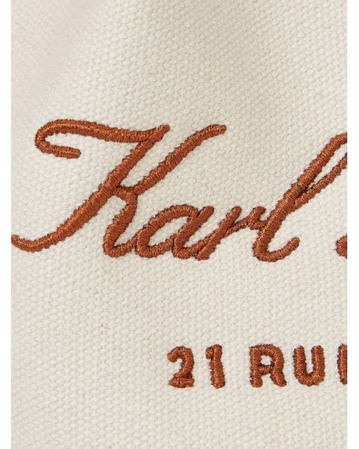 Karl Lagerfeld Small Hotel Karl Canvas Tote Bag in Brown | Lyst