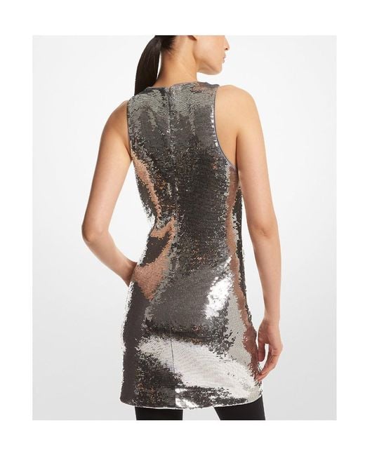 MICHAEL Michael Kors Sequinned Tank Minidress in Gray | Lyst