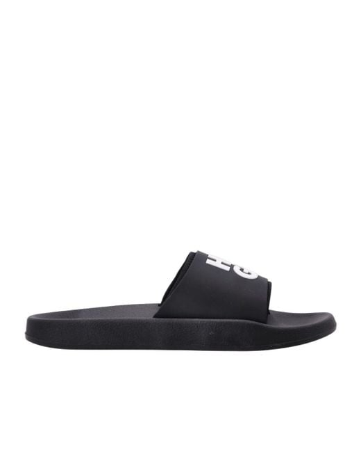BOSS Logo-Embossed Pool Slides in Black for Men | Lyst