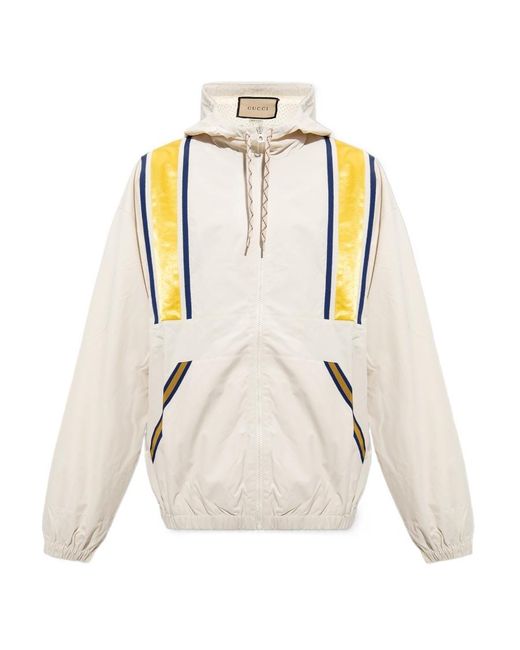 Gucci Logo-Embroidered Hooded Jacket in White for Men | Lyst