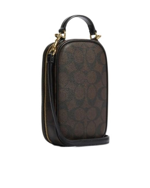 COACH Eva Mobile Phone Cross-Body Bag in Black | Lyst