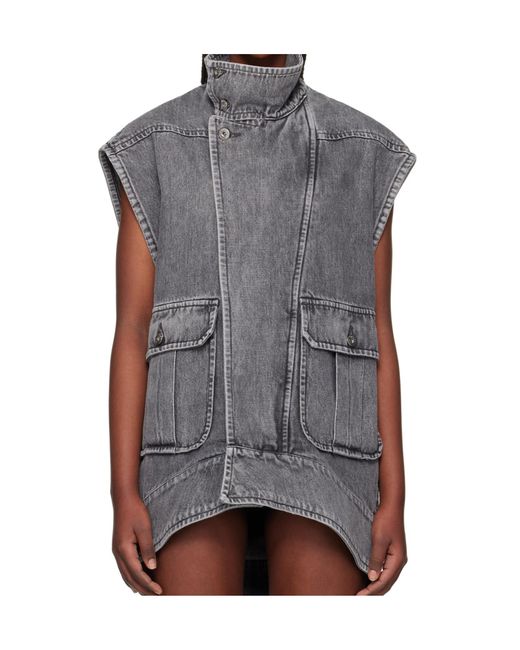 JW Anderson High-Neck Denim Gilet in Gray | Lyst