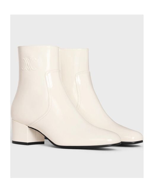 Celine Les Bottes Triomphe Zipped Boot in White | Lyst