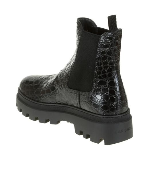 Car Shoe Logo Leather Boots in Black | Lyst