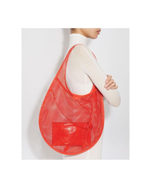 Alaïa Logo-Patch Fishnet Tote Bag in Red | Lyst