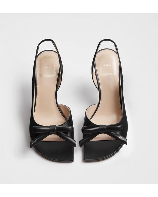 Dior Bow Heeled Slingback Sandal in Black | Lyst