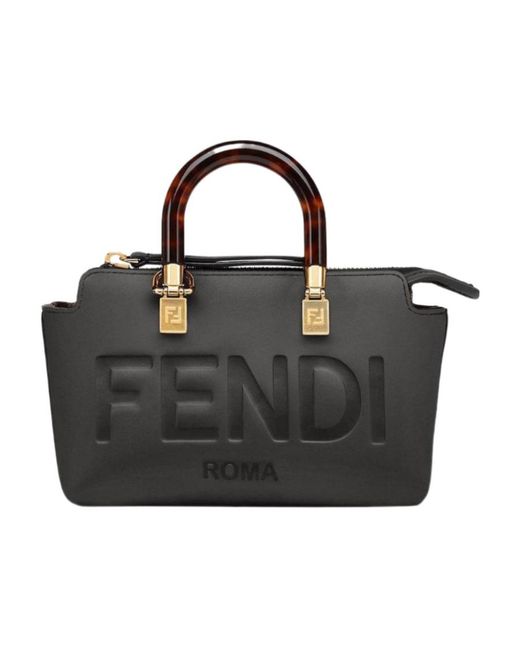 Fendi Logo-Debossed Leather Mini Bag in Black | Lyst