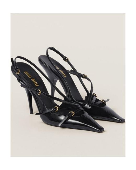 Miu Miu High Heels With Buckle Heels in Black | Lyst