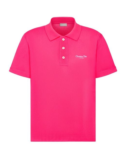Dior Homme Logo Embroidered Short-Sleeved Polo Shirt in Pink for Men | Lyst