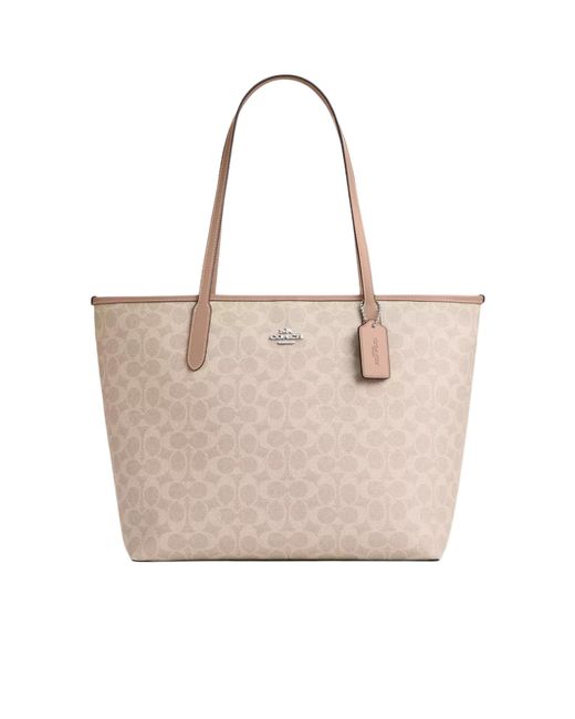 COACH Logo Handbag in Natural | Lyst