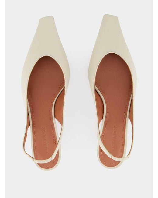 AMINA MUADDI Almond Jamie Slingback Mid-Heel Pumps in White | Lyst