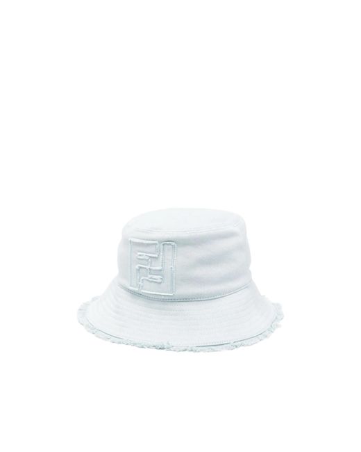 Fendi Ff-Patch Bucket Hat in White | Lyst