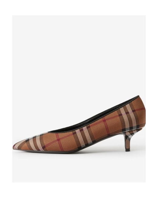 Burberry Checkered Pointed High Heels in Brown | Lyst