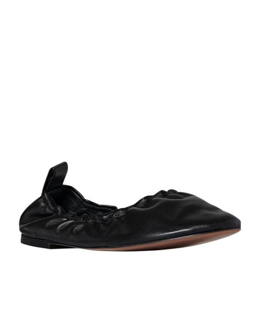 The Row Pleated Ballet Flats in Black | Lyst