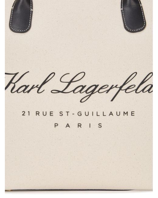 Karl Lagerfeld Medium Hotel Karl Canvas Tote Bag in Natural | Lyst