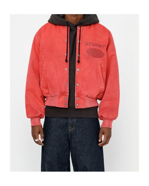 Stussy Ghost Bomber Jacket in Red for Men | Lyst