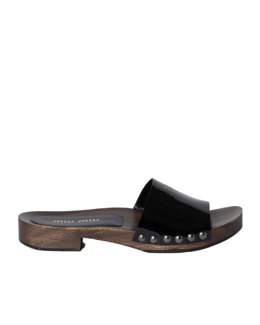 Miu Miu Patent Leather Clogs in Black | Lyst