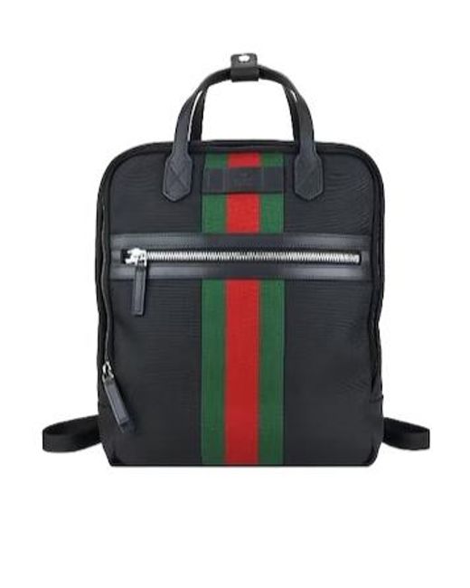 Gucci Striped Webbing Backpack in Black for Men | Lyst