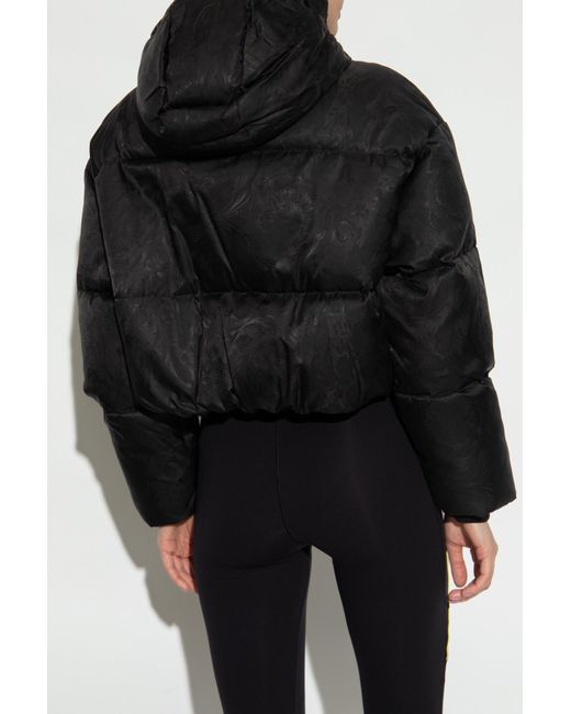 Versace Barocco-Jacquard Cropped Puffer Jacket in Black | Lyst
