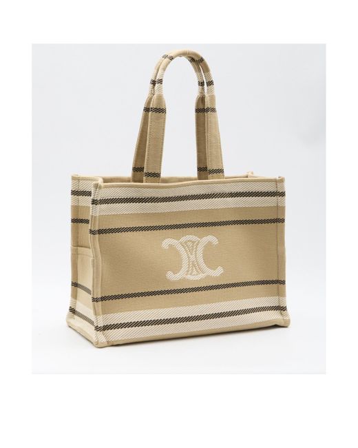 Celine Large Logo Tote in Natural | Lyst