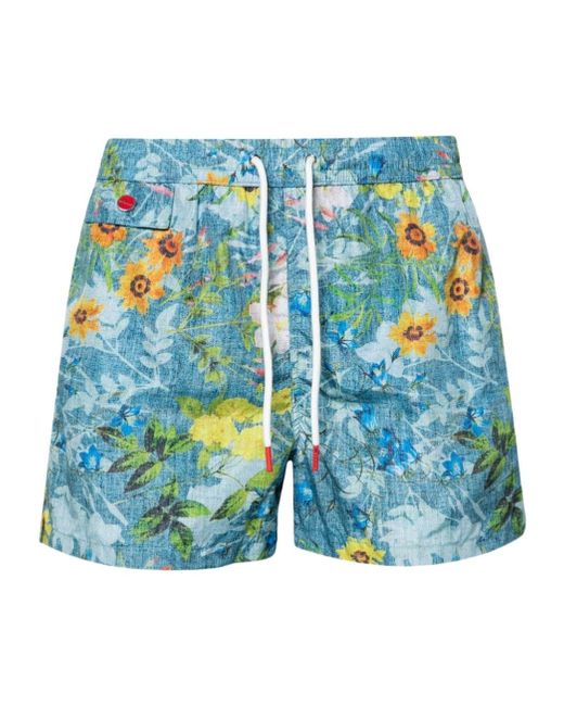 Kiton Drawline Swimming Trunks in Blue for Men | Lyst