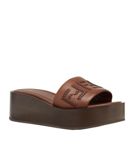 Fendi Sunshine Flatform Slides in Brown | Lyst