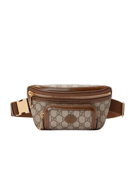 Gucci Interlocking G Logo Monogram Belt Bag in Brown for Men | Lyst
