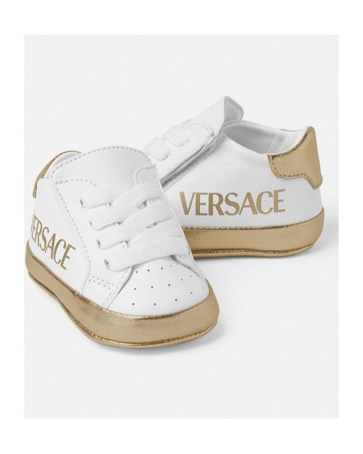 Versace Logo-Print Pre-Walker Shoes in White | Lyst