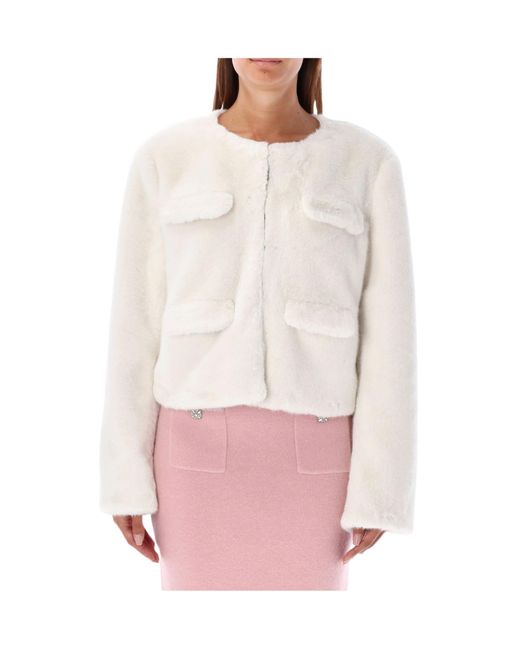Self-Portrait Short Casual Jacket in Pink | Lyst