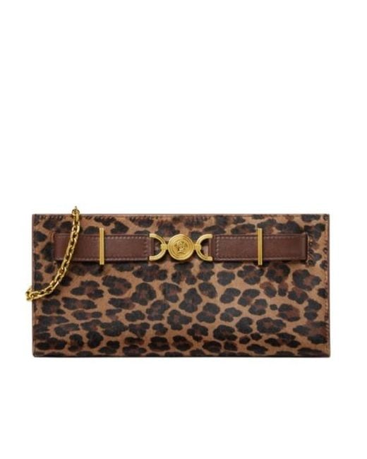 Versace Medusa '95 Leopard-Print Clutch Bag in Brown | Lyst