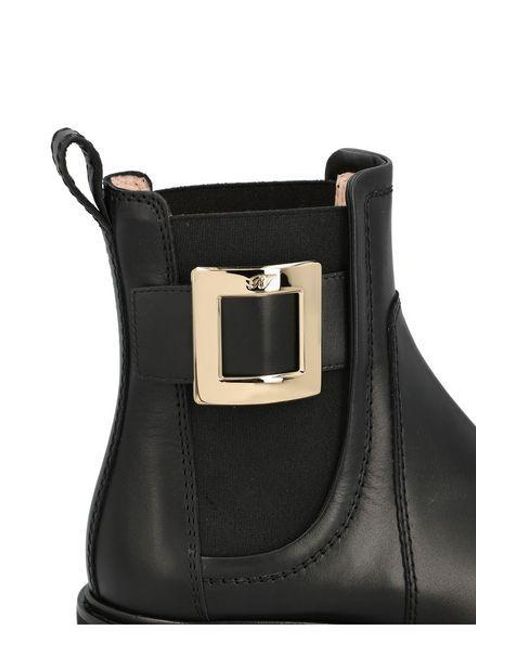 Roger Vivier Logo Engraved Ankle Boots in Black | Lyst