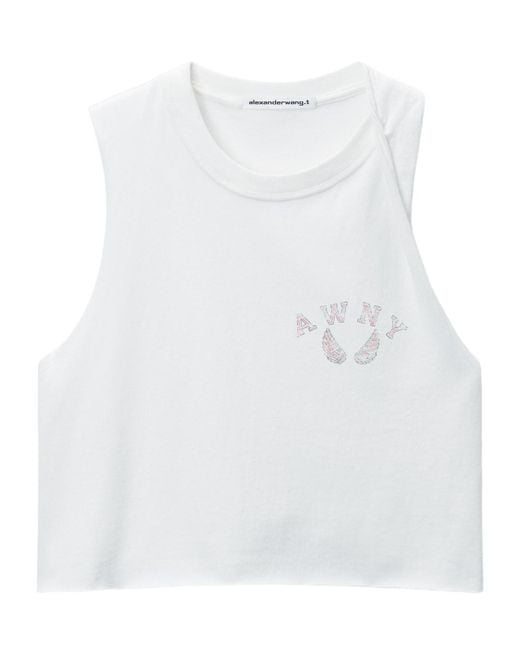 Alexander Wang Logo-Print Tank Top in White | Lyst