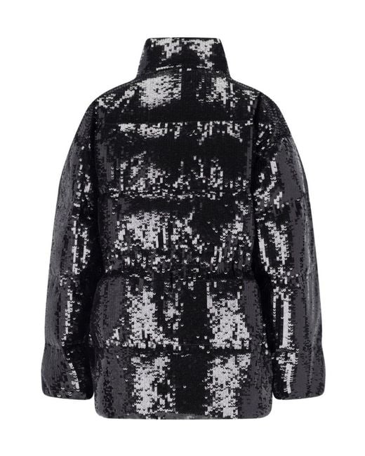 Michael Kors Michael Sequin Embellished Puffer Jacket in Black | Lyst