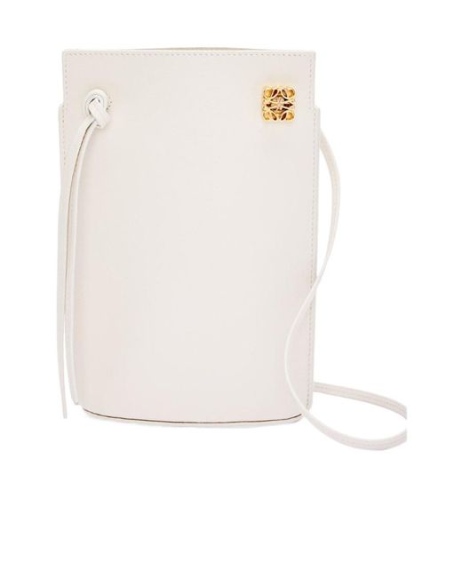 Loewe Logo Details Shoulder Bag in White | Lyst