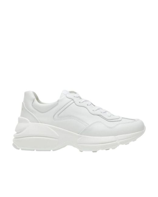 Gucci Rhyton Leather Sneakers in White | Lyst