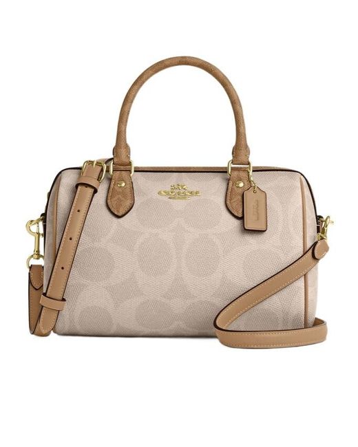 COACH Zip-Open Shoulder Bag in Natural | Lyst