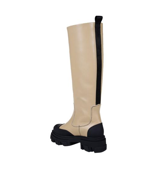 Ganni Cleated Tubular Knee Boots in White | Lyst