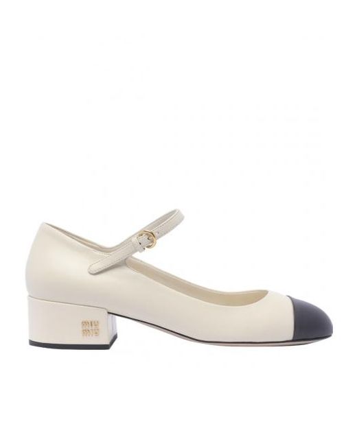 Miu Miu Round Head High Heels in White | Lyst