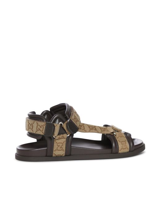 Gucci Logo Flat Sandals in Brown for Men | Lyst