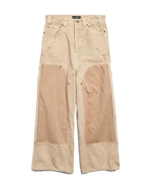 Balenciaga Ripped-Off Wide-Leg Trousers in Natural for Men | Lyst