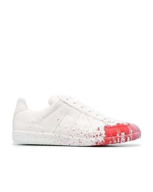 Maison Margiela Replica Paint-Splatter Sneakers in White for Men | Lyst