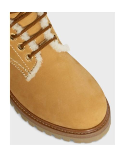 Celine Suture Lacing Short Boots in Natural | Lyst