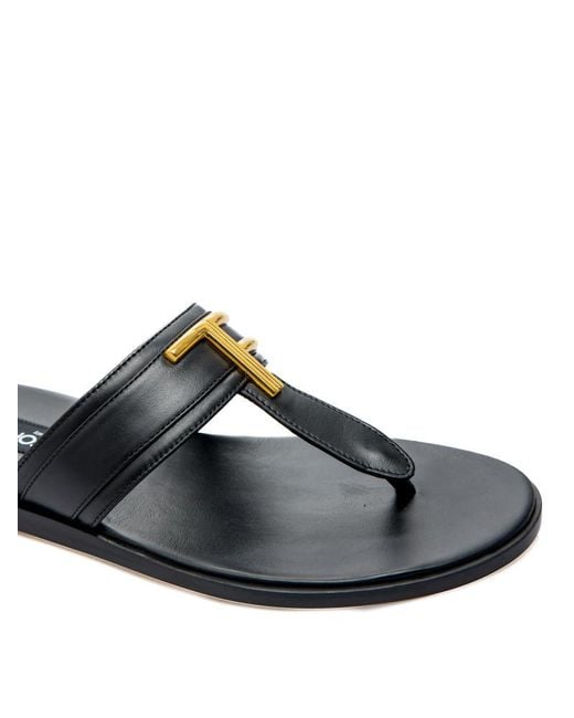 Tom Ford Logo Flip-Flops in Black for Men | Lyst