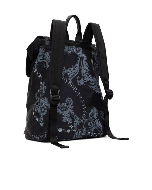 Versace Jeans Couture Iconic Pattern Printed Backpack in Black for Men ...